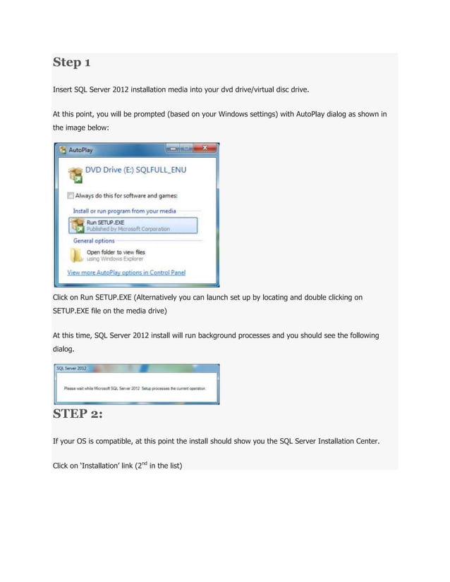 Sql Server 2012 Installation.. | DOCX