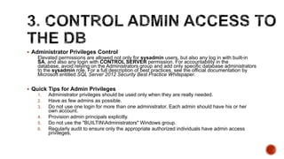 SQL Server 2012 Security Task | PPTX | Databases | Computer Software and Applications