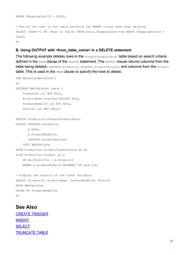 Sql server 2012 transact sql dml reference | PDF | Databases | Computer Software and Applications