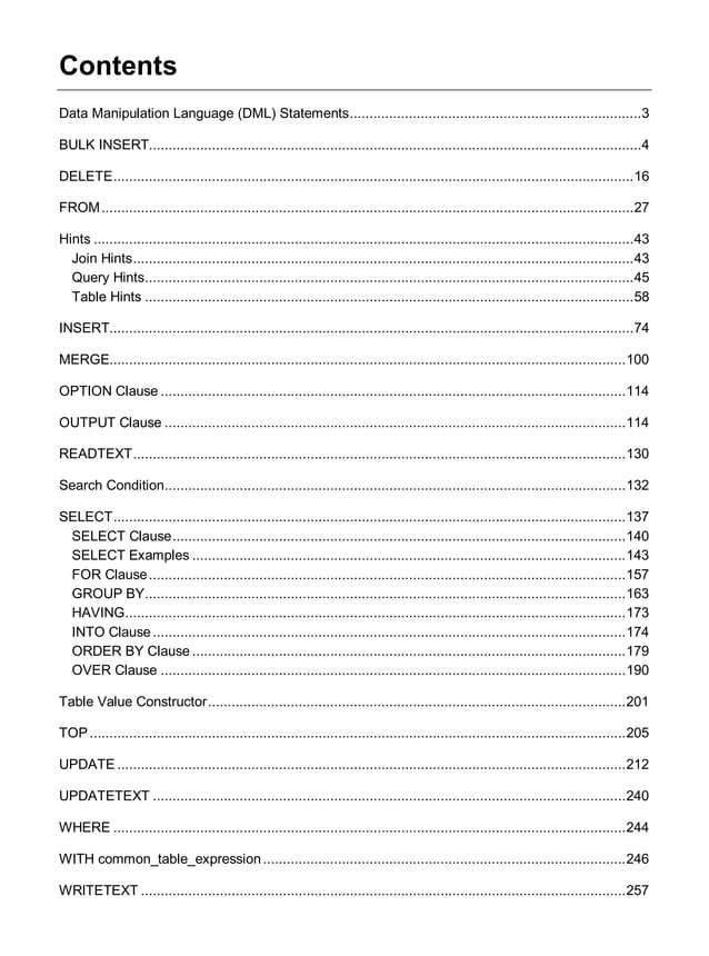 Sql server 2012 transact sql dml reference | PDF | Databases | Computer Software and Applications