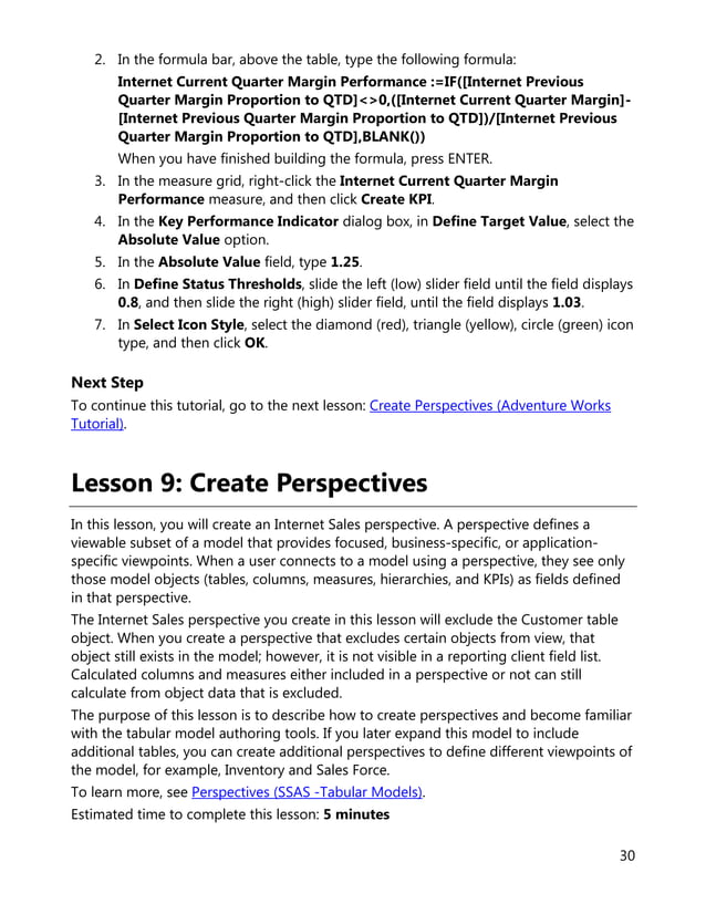 Sql server 2012 tutorials analysis services tabular modeling | PDF