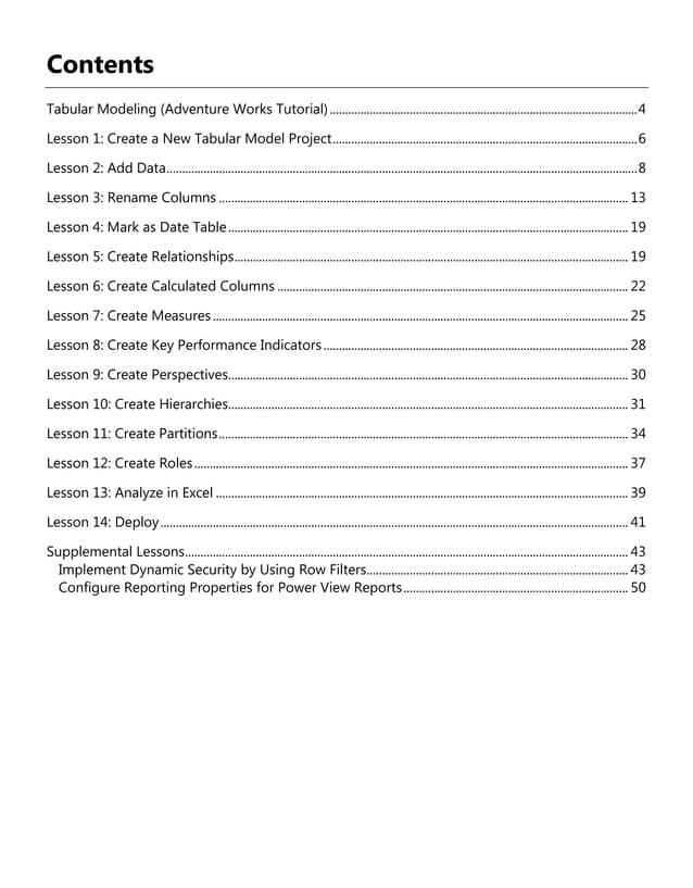 Sql server 2012 tutorials analysis services tabular modeling | PDF
