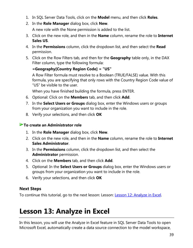 Sql server 2012 tutorials analysis services tabular modeling | PDF