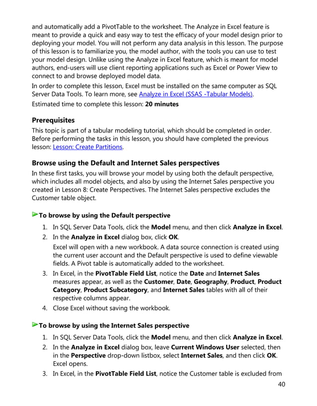 Sql server 2012 tutorials analysis services tabular modeling | PDF