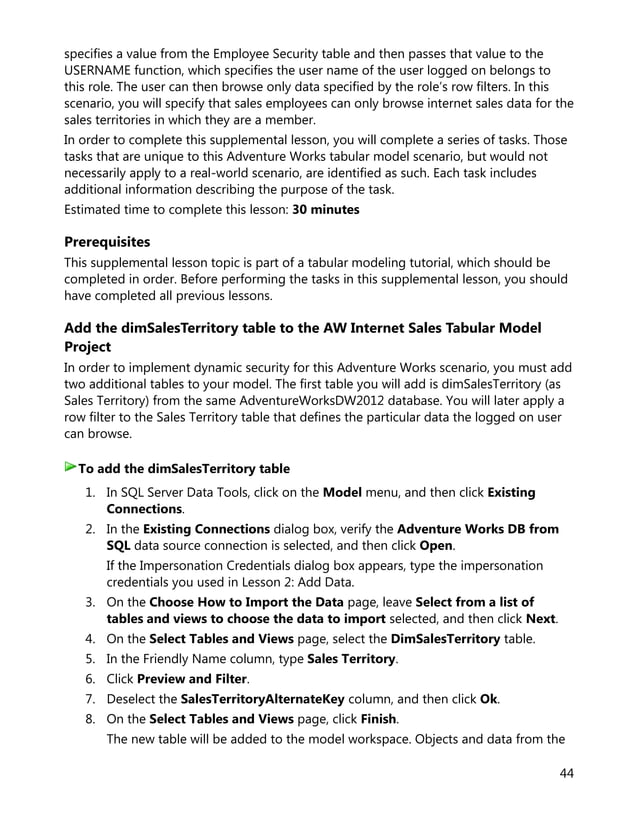 Sql server 2012 tutorials analysis services tabular modeling | PDF