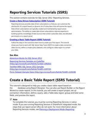 Sql server 2012 tutorials reporting services | PDF