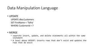 Sql server 2016: System Databases, data types, DML, json, and built-in ...