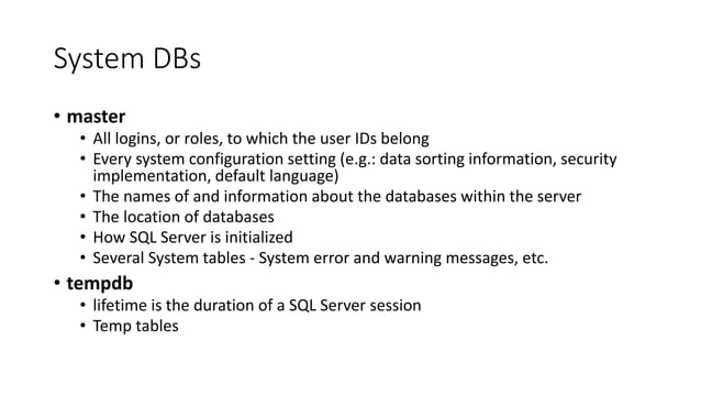 Sql server 2016: System Databases, data types, DML, json, and built-in ...