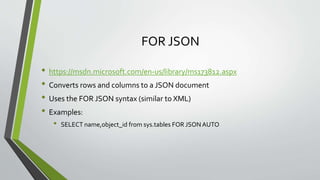 Sql Server 2016 and JSON | PPTX