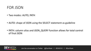 SQL Server 2016 JSON | PPTX