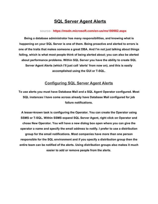 Sql Server Agent Alerts Pdf 