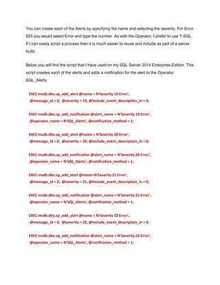 Sql server agent alerts | PDF