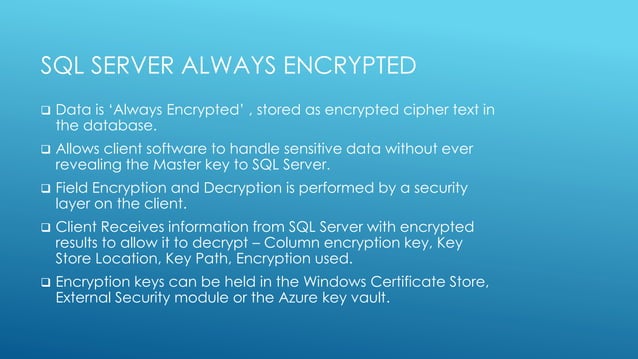 Sql Server 2016 Always Encrypted | PDF