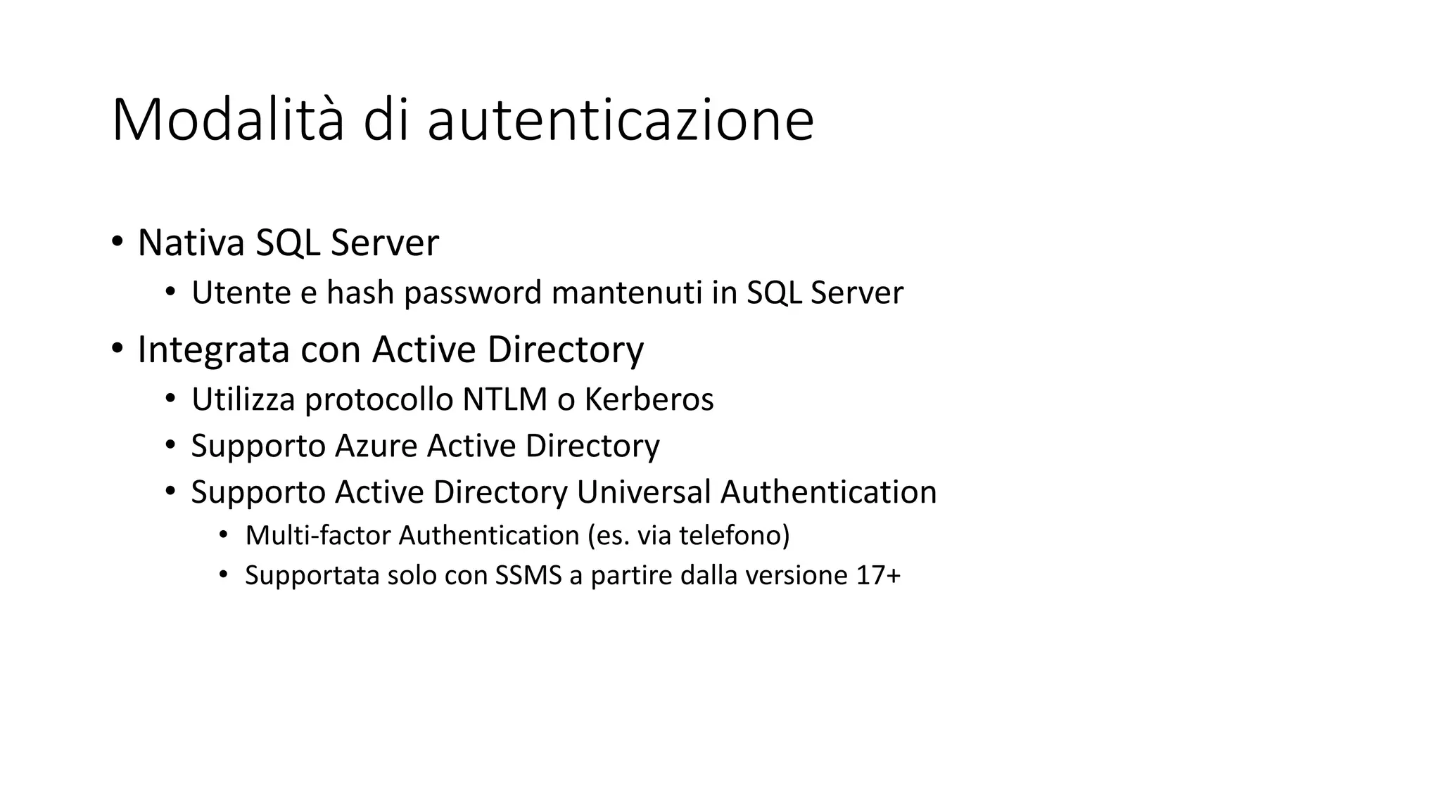 SQL Server Back to Basics: Sicurezza | PPT