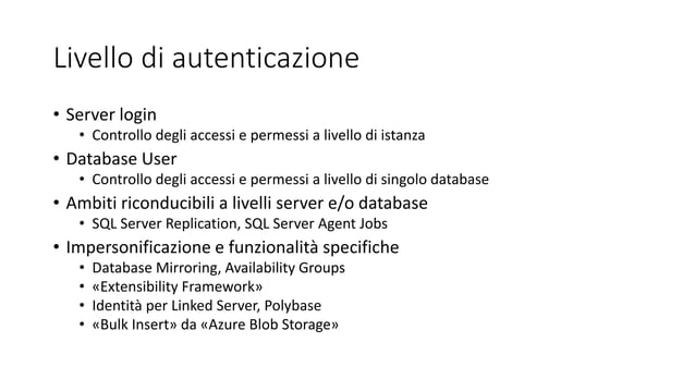 SQL Server Back to Basics: Sicurezza | PPT