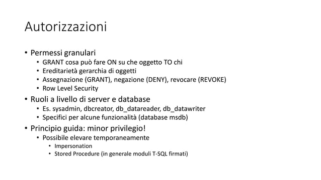 SQL Server Back to Basics: Sicurezza | PPT