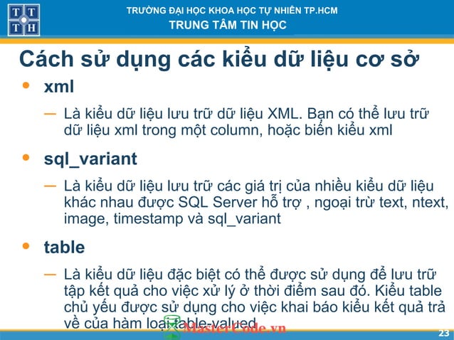 Bài 2 : Các đối tượng trong CSDL - SQL server | PDF