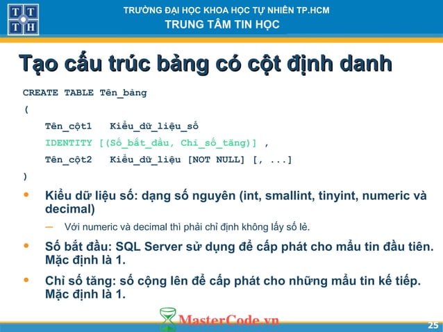 Bài 2 : Các đối tượng trong CSDL - SQL server | PDF
