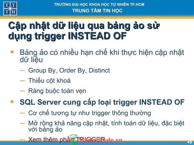 Bài 2 : Các đối tượng trong CSDL - SQL server | PDF