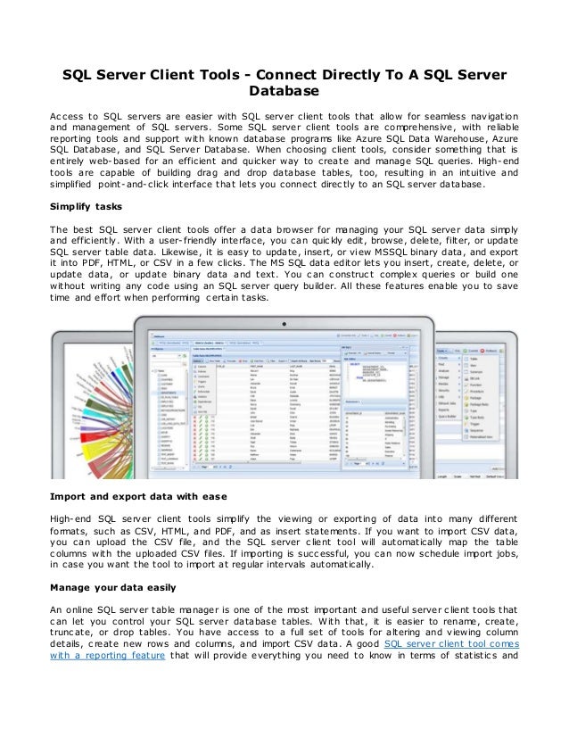 Sql Server Client Tools Connect Directly To A Sql Server Database