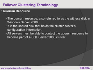 SQL Server Clustering Part1 | PPTX