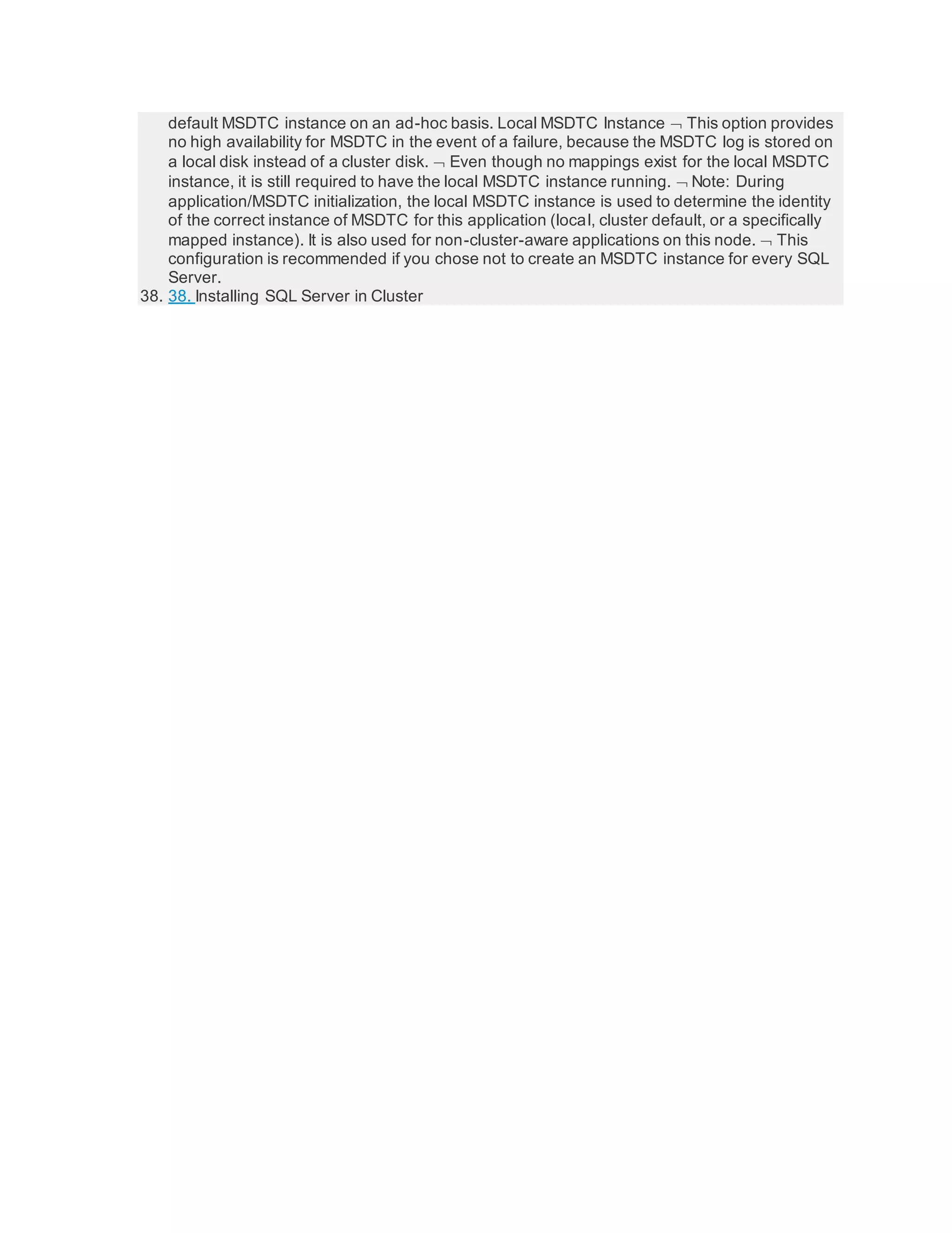 Sql server clustering msdtc | PDF Sql server clustering msdtc | PDF