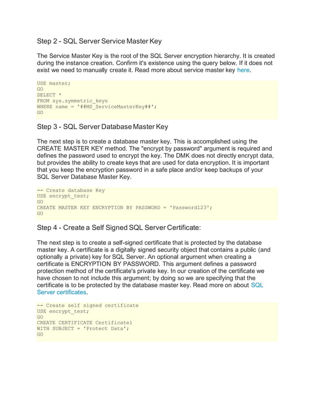 Sql server column level encryption | PDF Sql server column level encryption | PDF