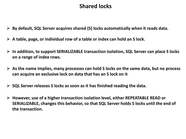 Sql server concurrency | PPTX | Databases | Computer Software and ...