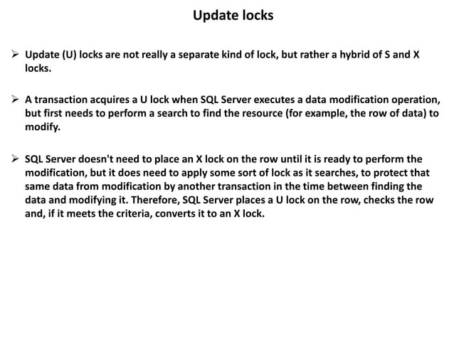 Sql server concurrency | PPTX | Databases | Computer Software and Applications