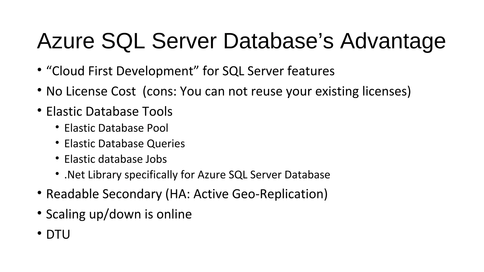 SQL Server Database as a Cloud Service | PPT