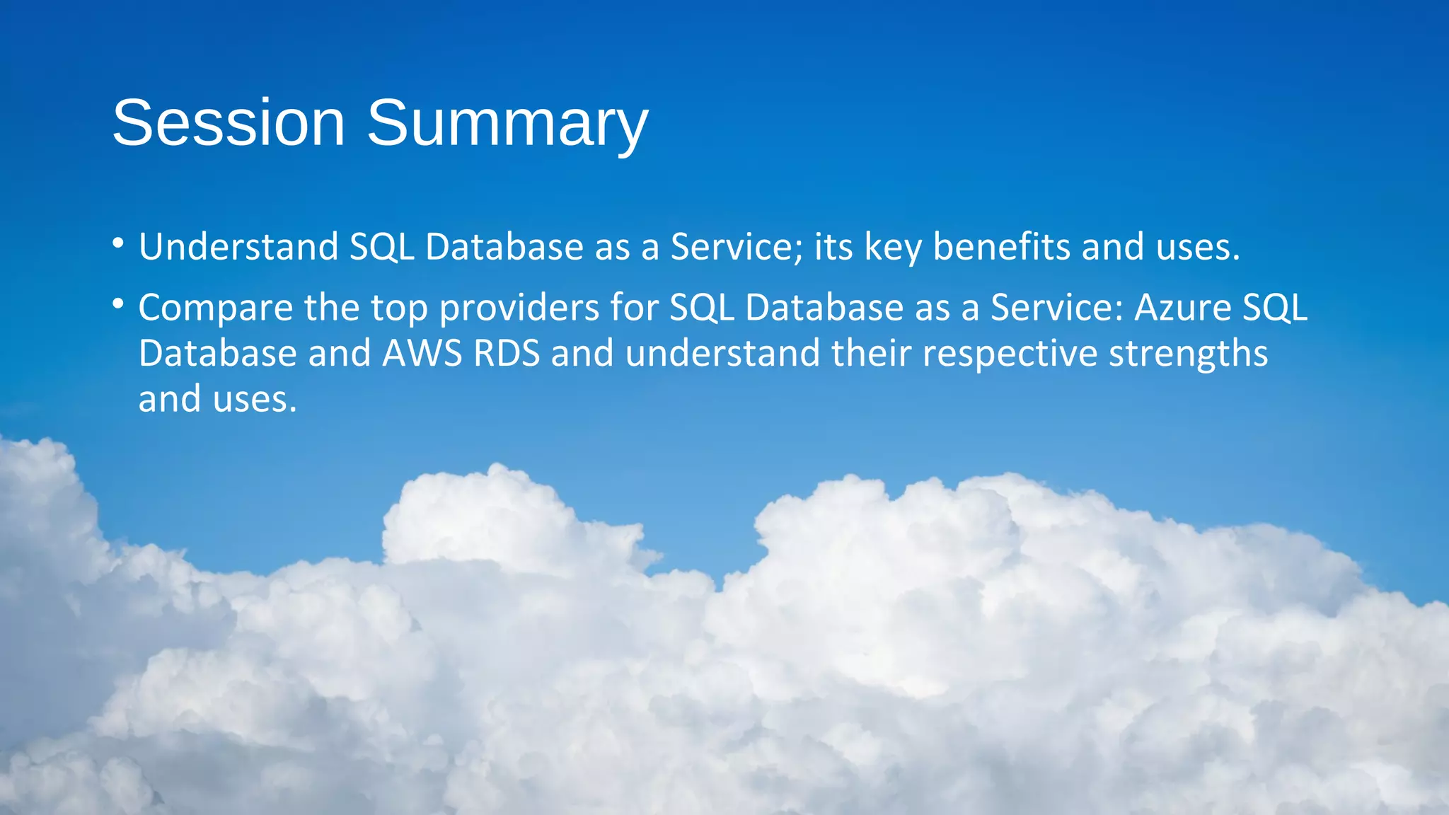 SQL Server Database as a Cloud Service | PPT