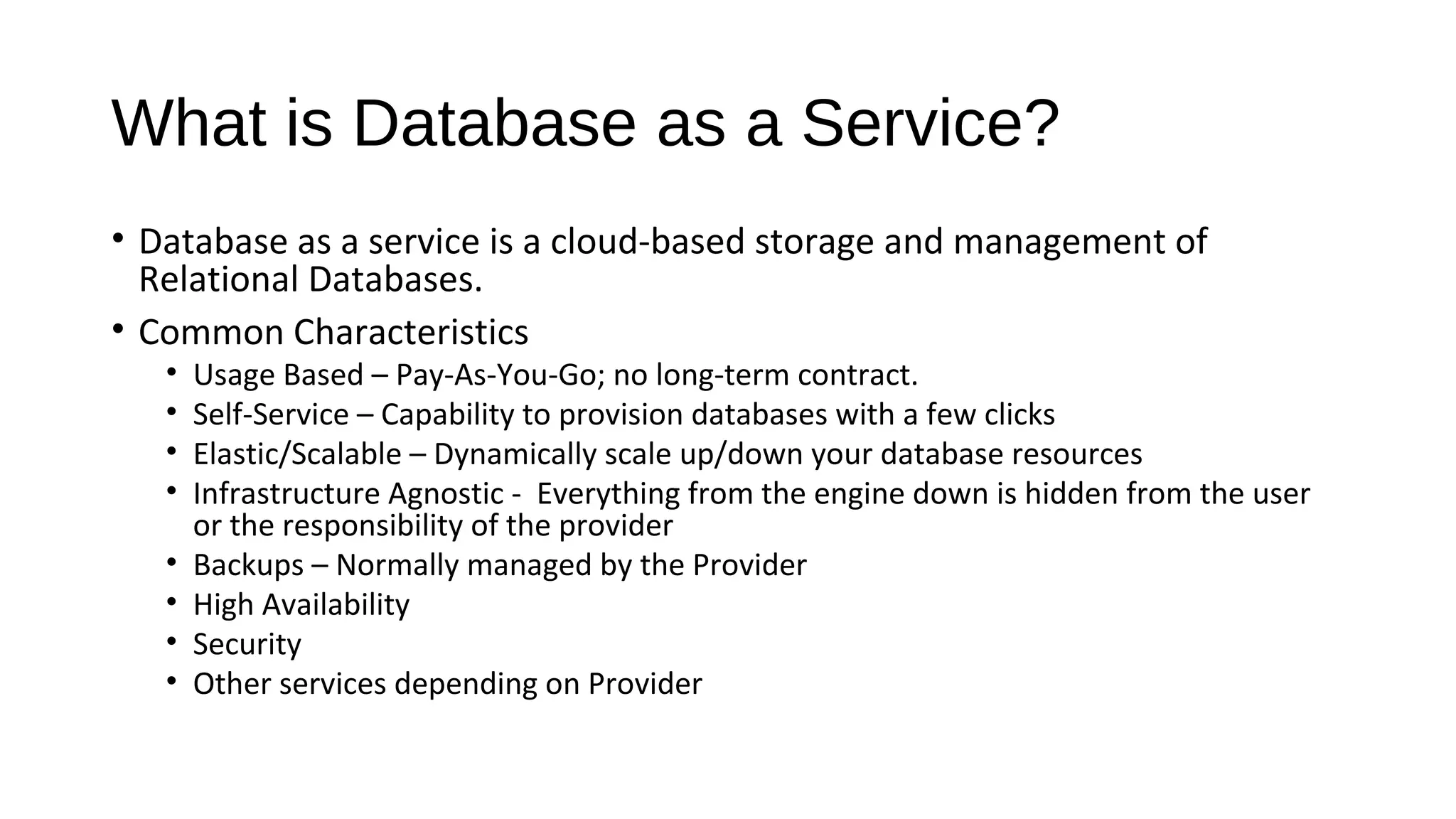 SQL Server Database as a Cloud Service | PPT