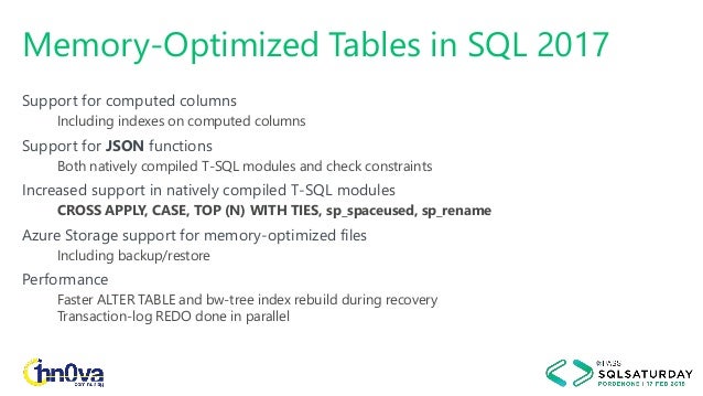 SQL Server database engine 2017 enhancements