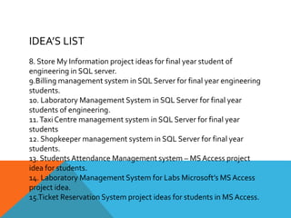 SQL Server database project ideas - Top, latest and best project ideas ...