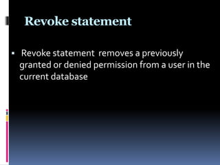 Sql server ___________data control language | PPT