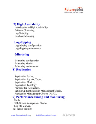 Sql server dba 2012 administration training | PDF