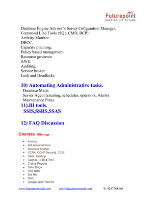 Sql server dba 2012 administration training
