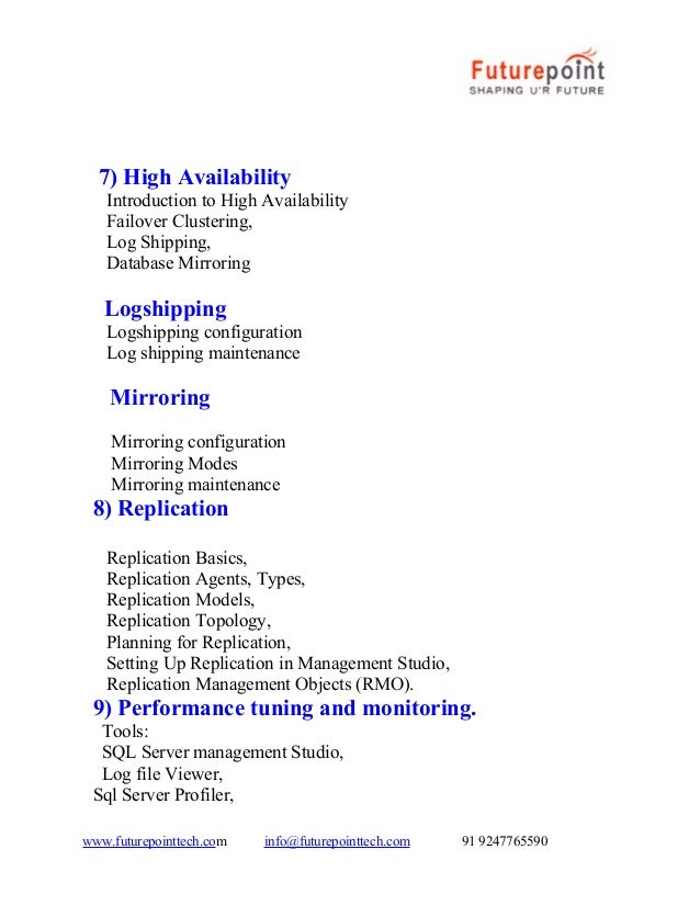 Sql server dba 2012 administration training