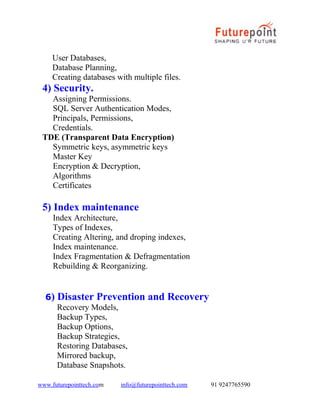 Sql server dba 2012 administration training | PDF