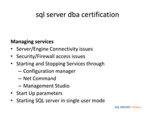 Sql server dba certification | PPTX | Databases | Computer Software and ...