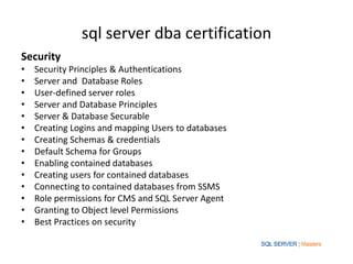Sql server dba certification | PPTX | Databases | Computer Software and ...