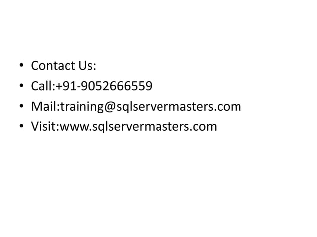 Sql Server Dba Certification Ppt