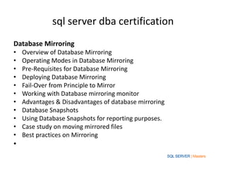 Sql server dba certification | PPTX | Databases | Computer Software and ...