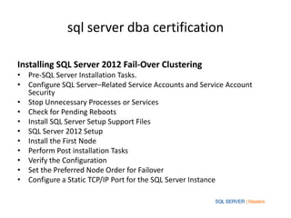 Sql server dba certification | PPTX