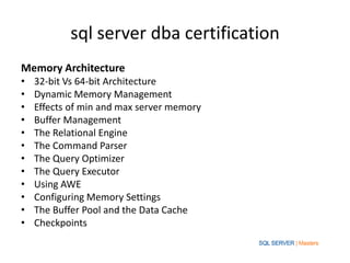 Sql server dba certification | PPTX | Databases | Computer Software and ...