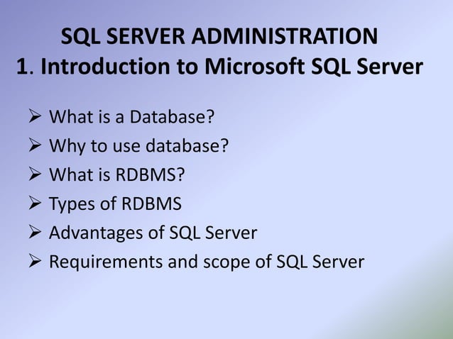 Sql Server Dba Online Training Pptx Databases Computer Software