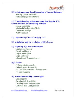 Sql server dba training | DOC