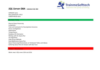 Trainmesfottech - Sql Server DBA Training Course Content | PPT