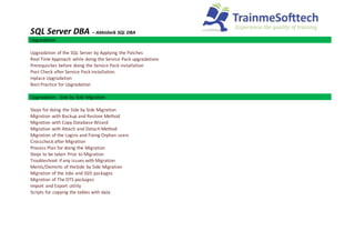 Trainmesfottech - Sql Server DBA Training Course Content | PPT
