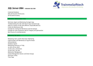 Trainmesfottech - Sql Server DBA Training Course Content | PPT